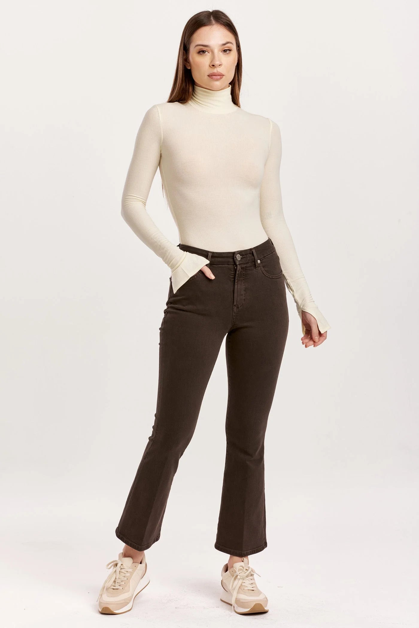Jeanne High Rise Cropped Flare Jeans - Ground Coffee – The Lovely Fig